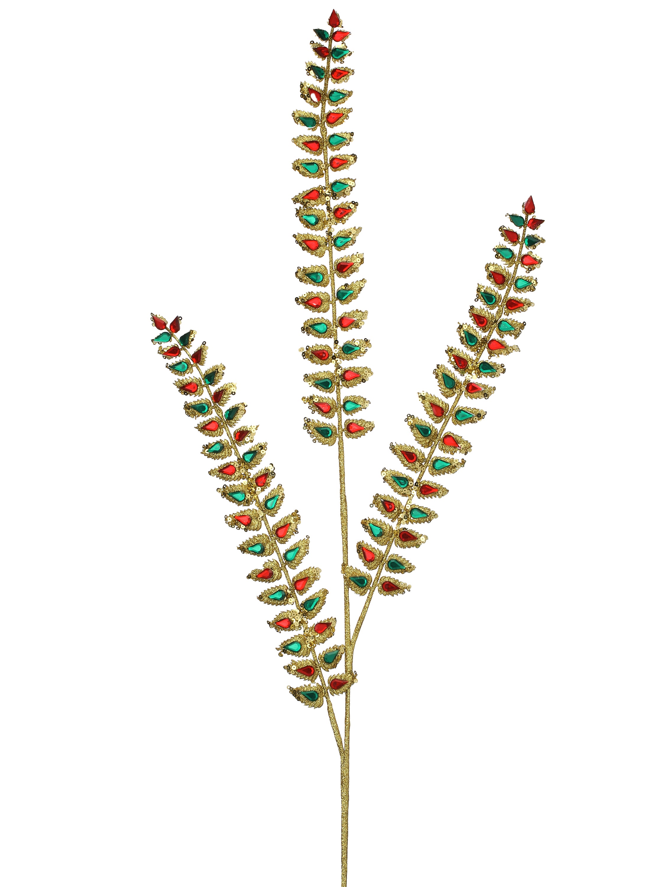 JEWELED LONG LEAF SPRAY RED/GREEN/GOLD – Travis Collis Designs