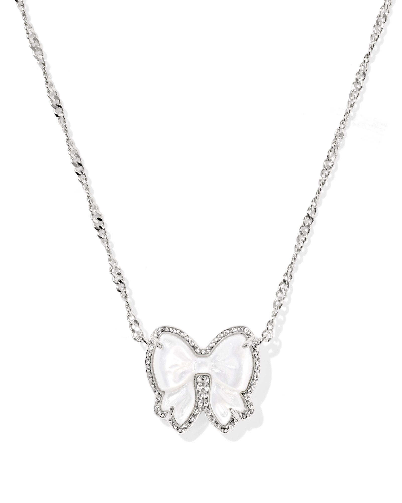 HALEY BOW SHORT PENDANT NECKLACE SILVER IVORY MOTHER OF PEARL – Travis ...