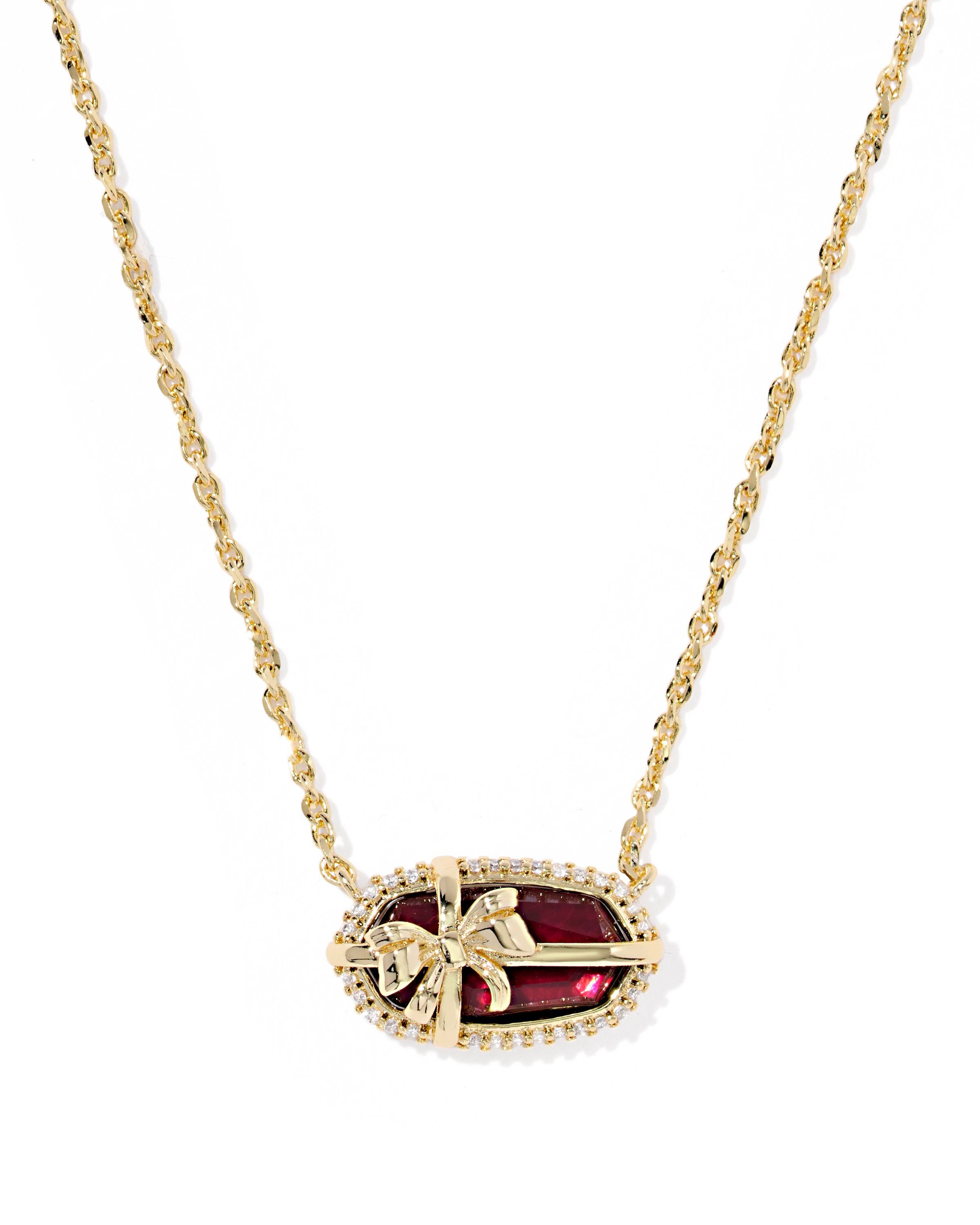 ELISA BOW SHORT PENDANT NECKLACE GOLD DARK BURGUNDY ILLUSION – Travis ...