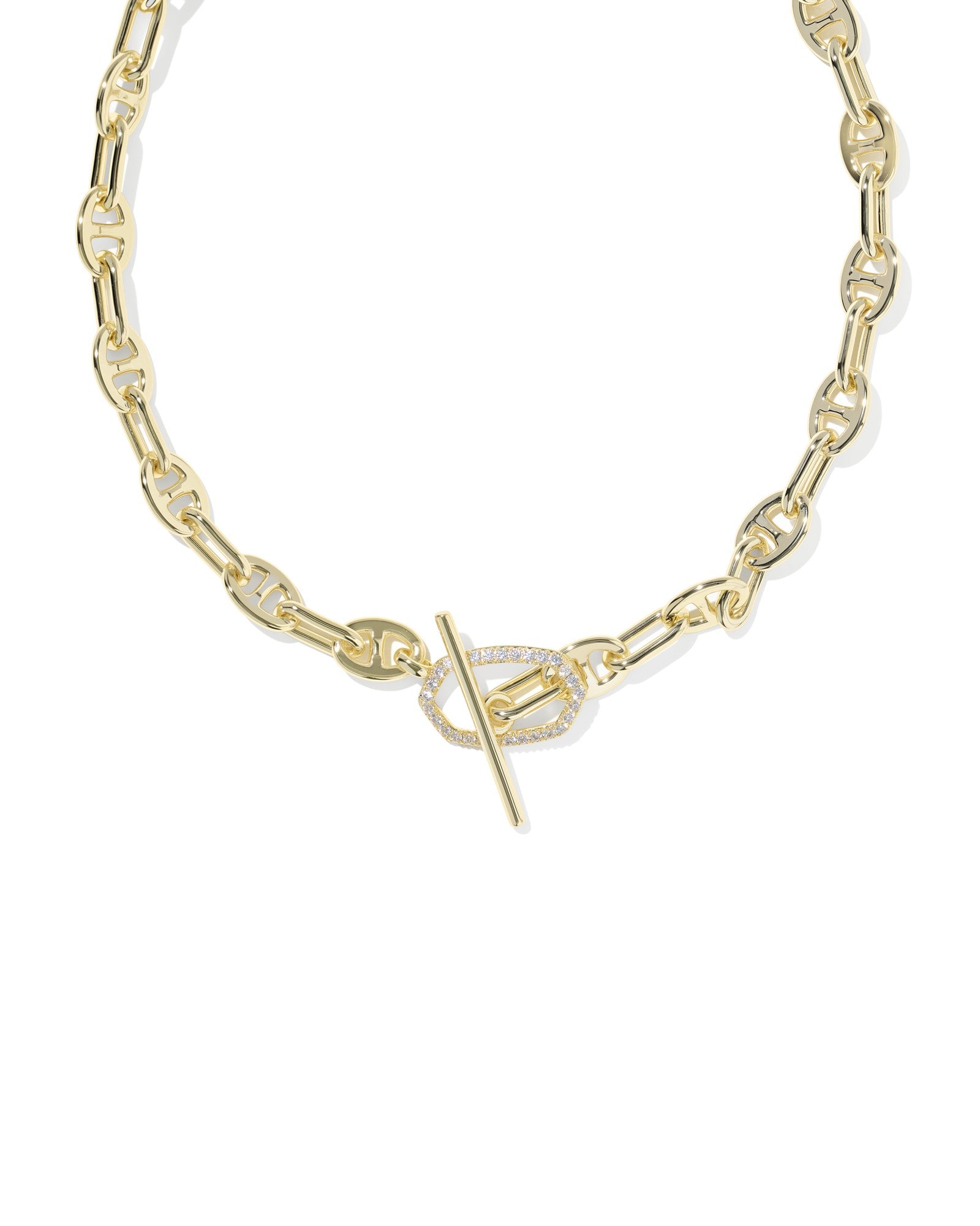 ELISA TOGGLE LINK AND CHAIN NECKLACE GOLD WHITE CZ – Travis Collis Designs